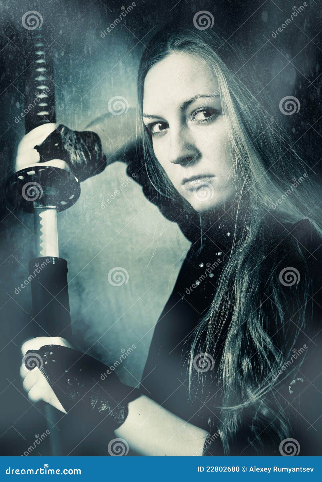 Woman with sword stock photo. Image of aggressive, hairstyle - 22802680