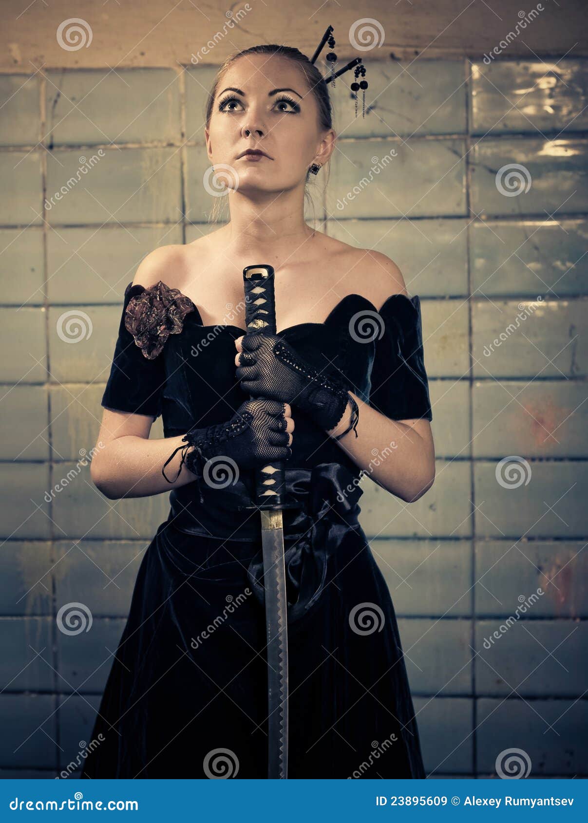 Woman with sword stock image. Image of aggressive, details - 23895609