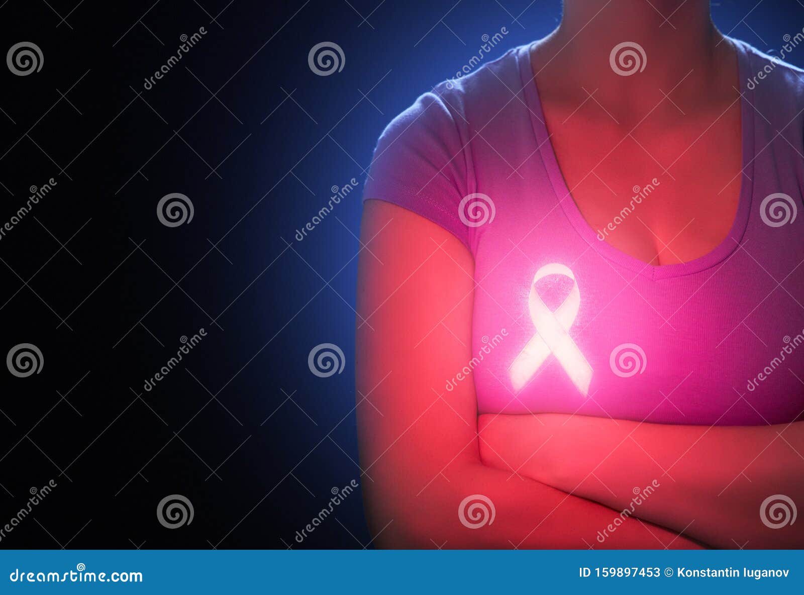 Woman And Symbol Of Breast Cancer Awareness Stock Image Image Of