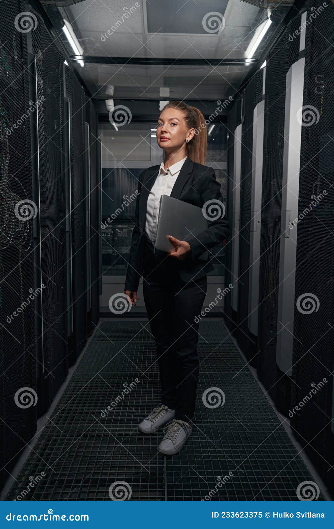 Woman System Administrator in Network Server Room Stock Image - Image ...