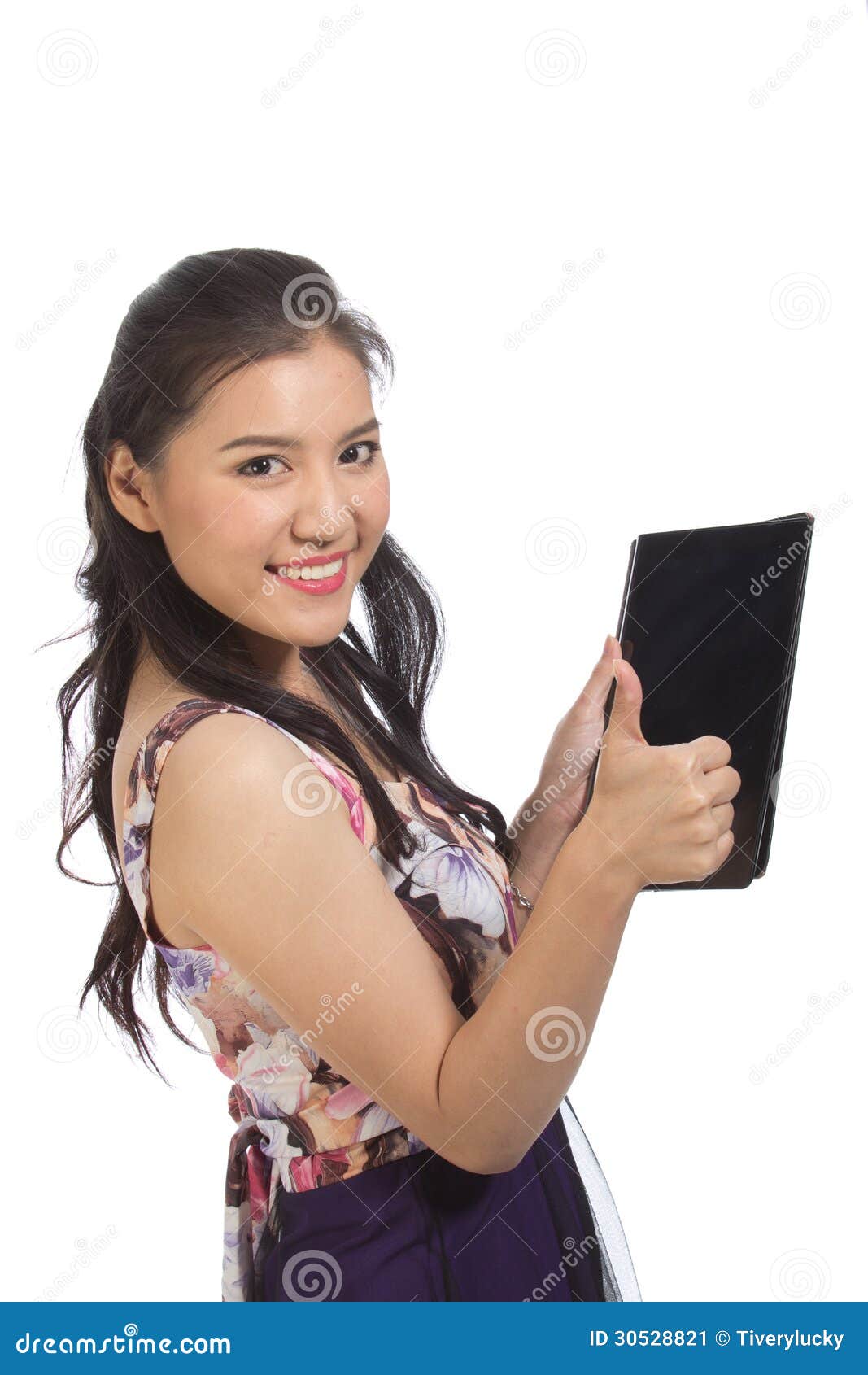 Woman with tablet stock image. Image of caucasian, joyful - 30528821