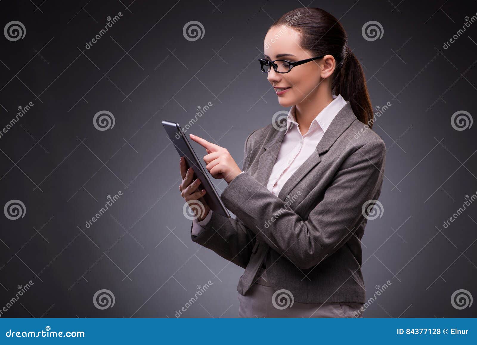 The Woman with Tablet Computer in Business Concept Stock Photo - Image ...