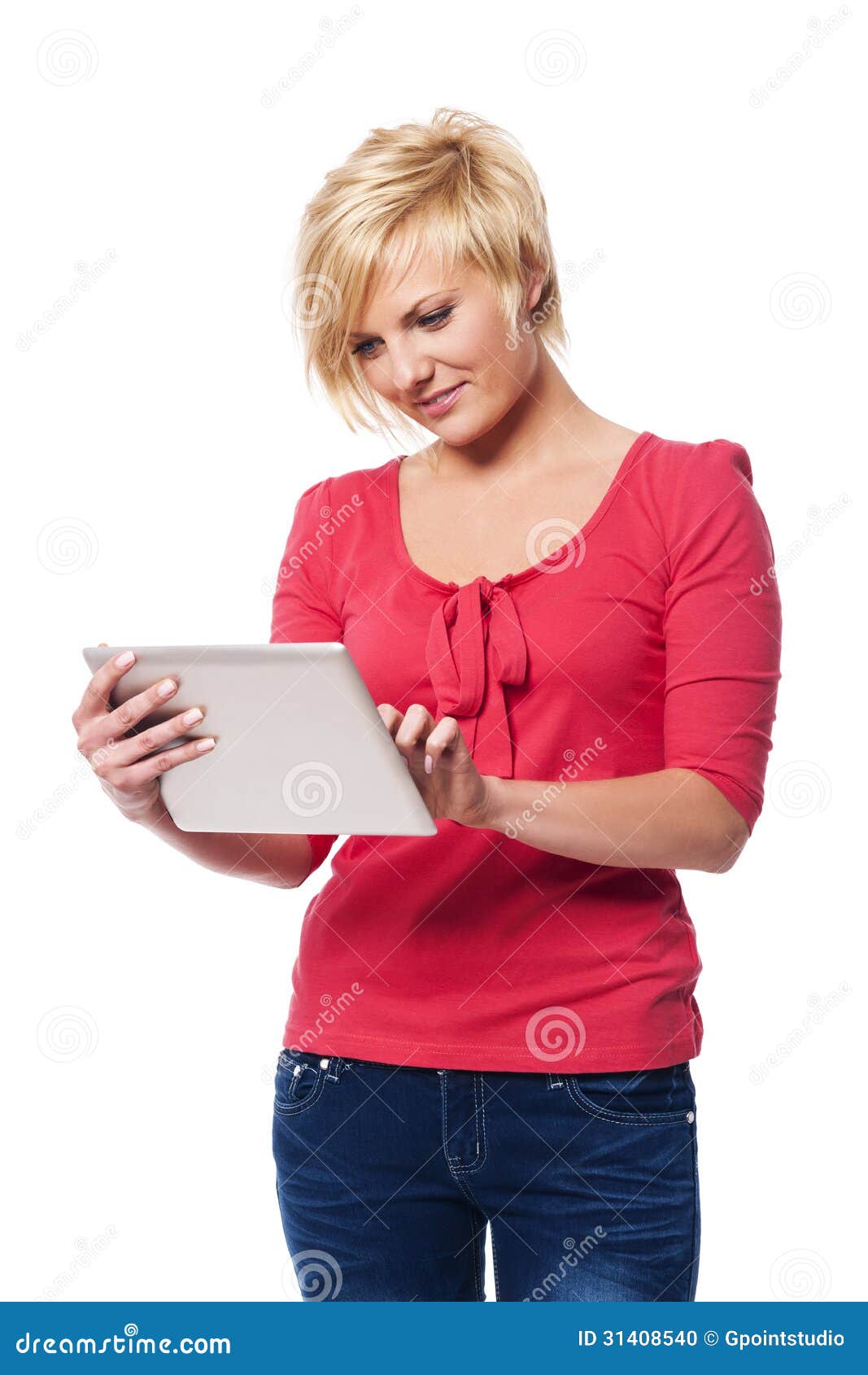 Woman with tablet stock photo. Image of female, connection - 31408540