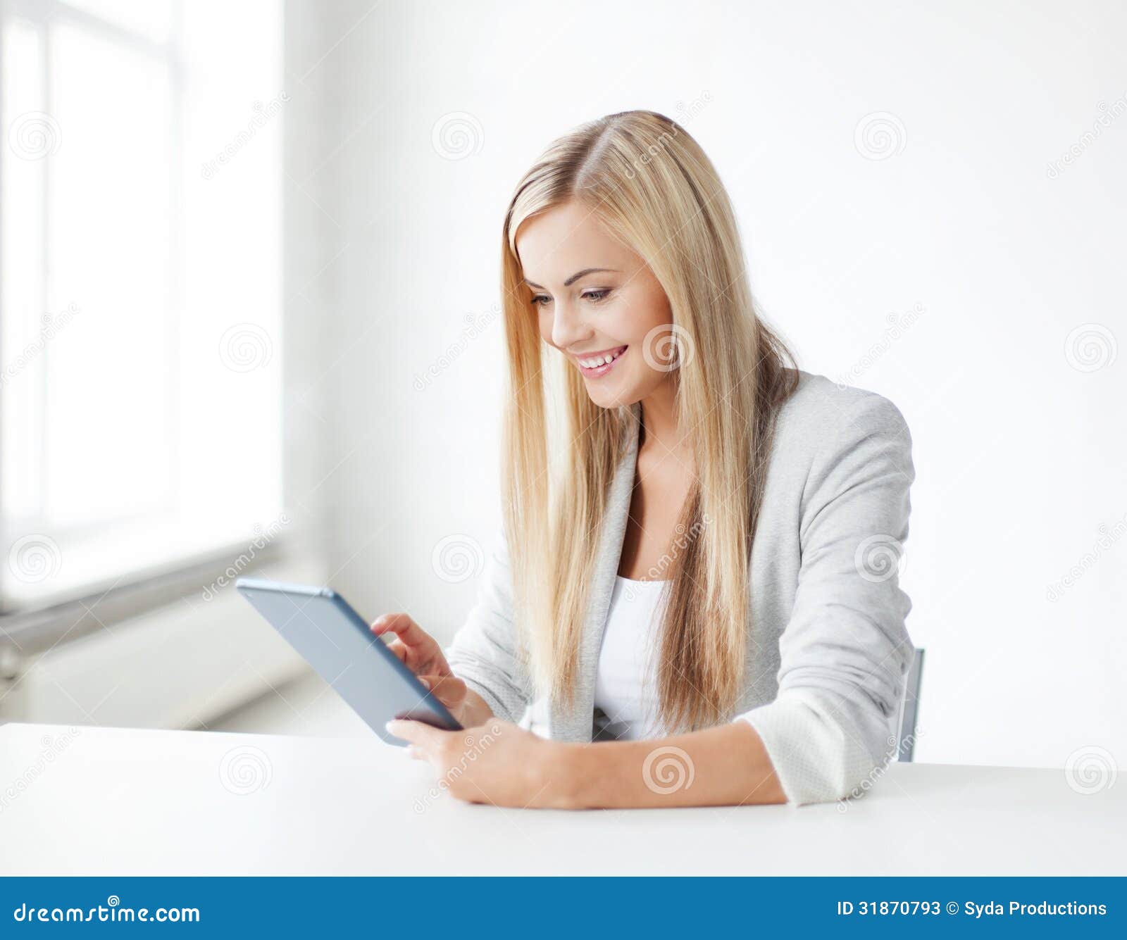 Woman with tablet pc stock image. Image of preparation - 31870793