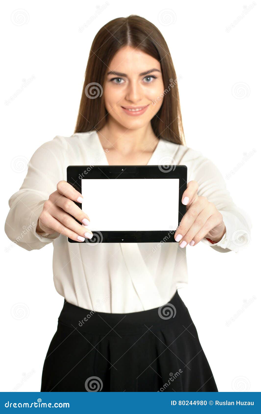 Woman with tablet PC stock photo. Image of beauty, cheerful - 80244980