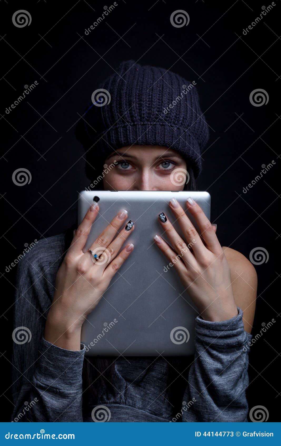 Woman with tablet stock image. Image of female, isolated - 44144773