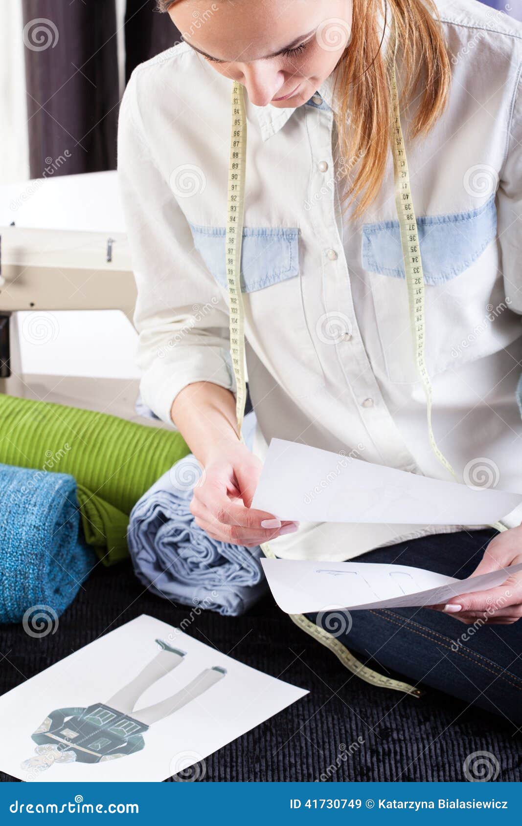 Woman Tailor Designing Clothes Stock Image - Image of manufacturing ...