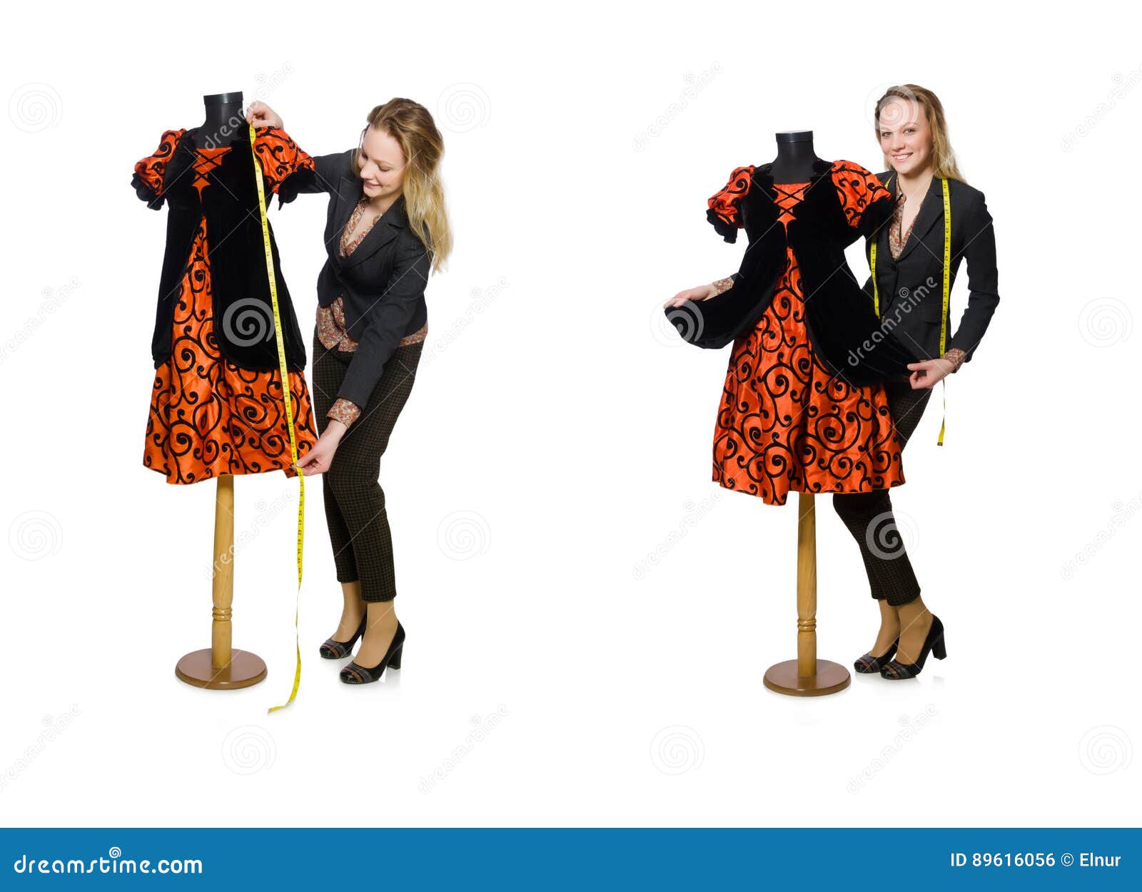 The Woman Tailor Isolated on White Stock Photo - Image of couture ...