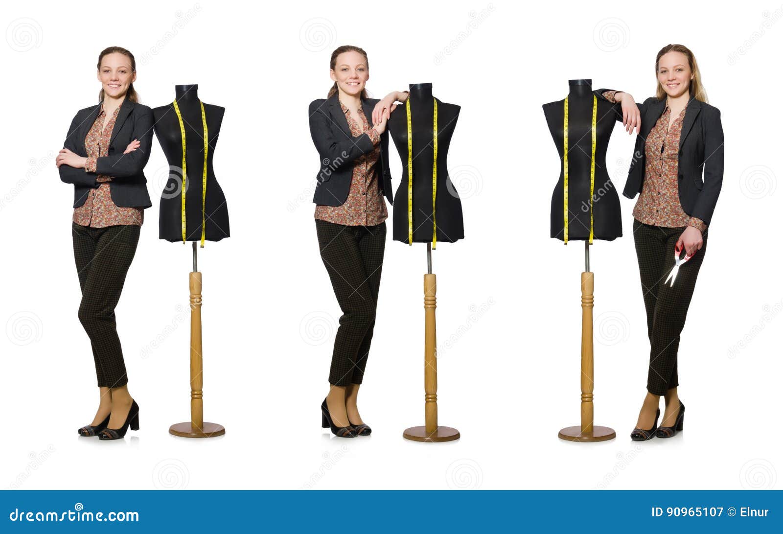 The Woman Tailor Isolated on White Stock Image - Image of dressmaker ...