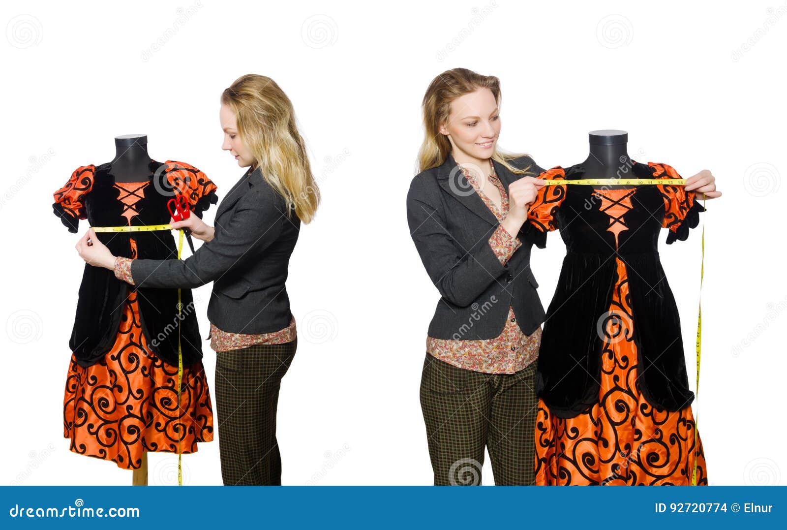 The Woman Tailor Isolated on White Stock Photo - Image of creative ...