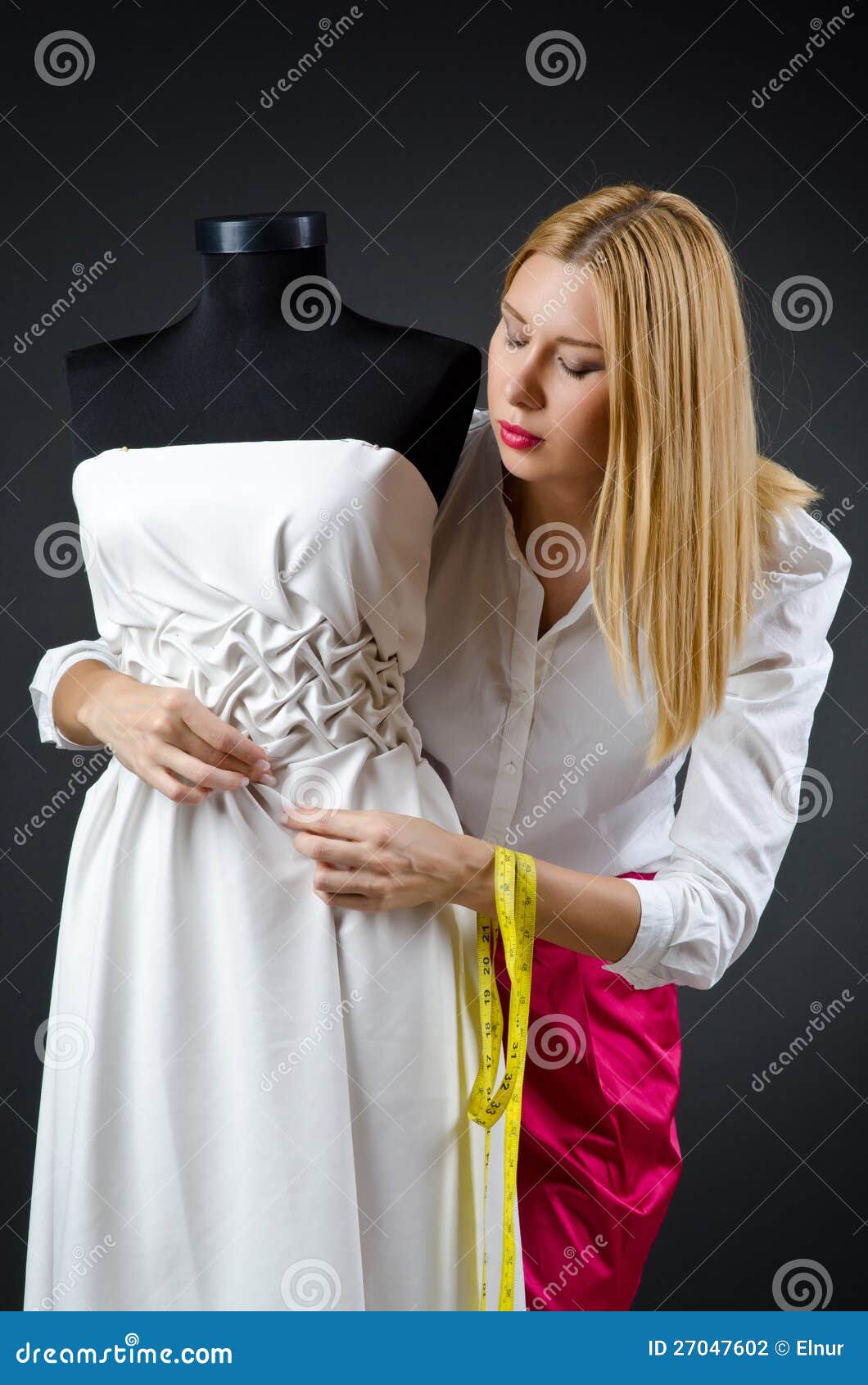 Woman Tailor Working on Dress Stock Photo - Image of dressmaker ...