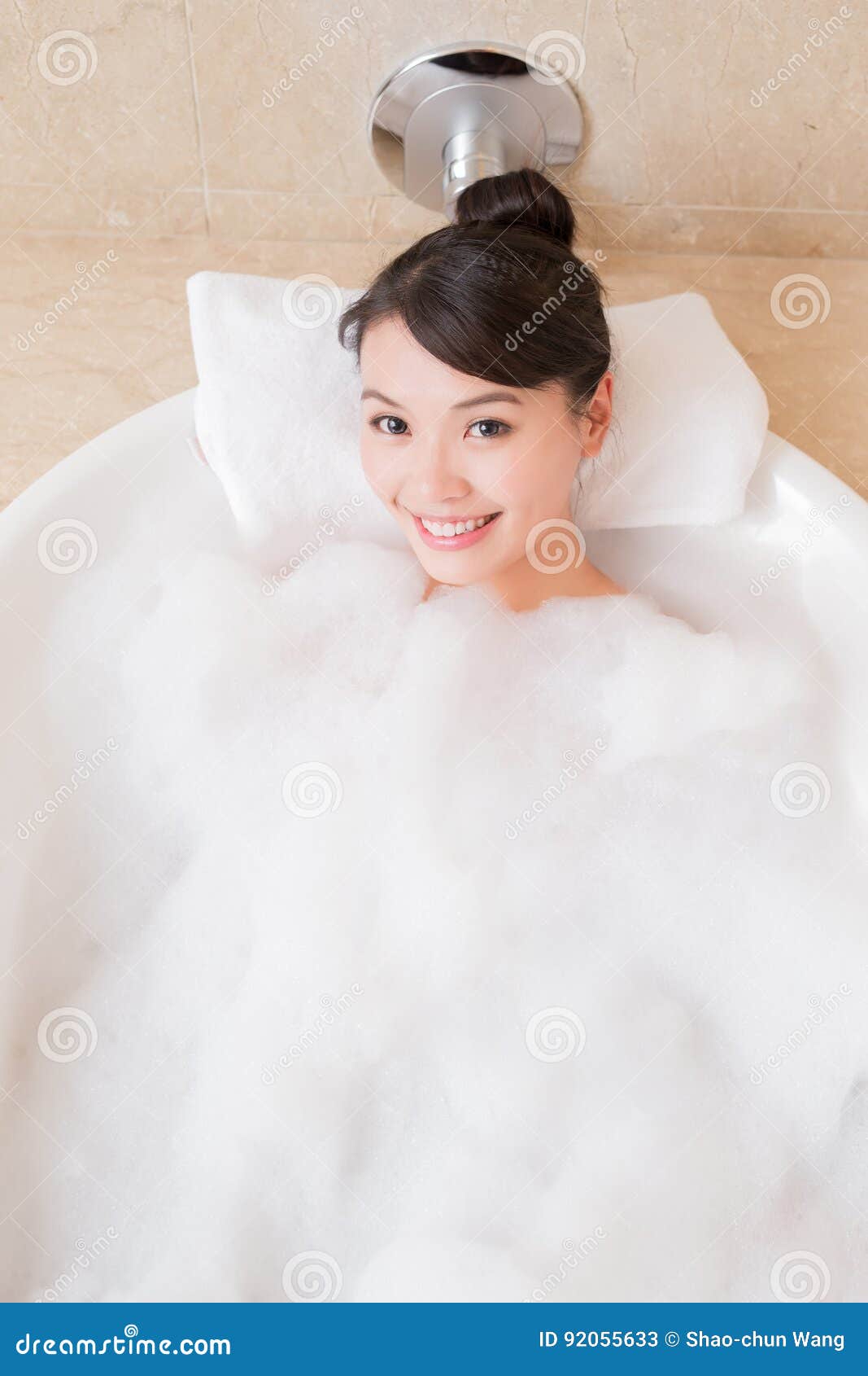 Woman take the bath stock image. Image of home, carefree - 92055633