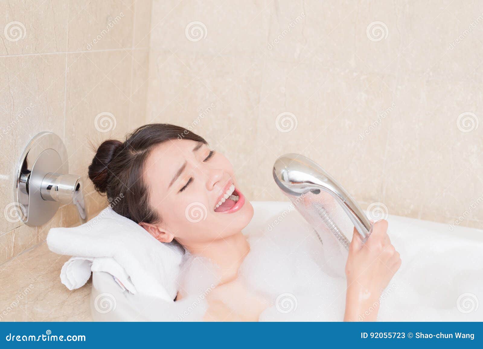 Woman take the bath stock image. Image of healthy, clean - 92055723