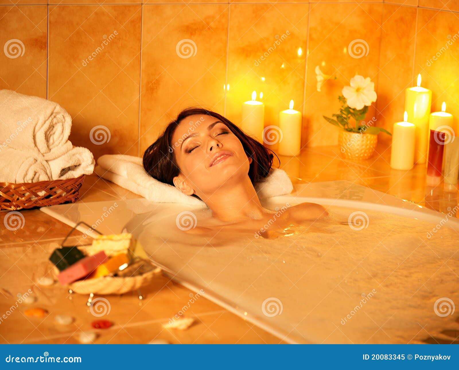 Woman Take Bubble Bath Stock Image Image Of People 20083345