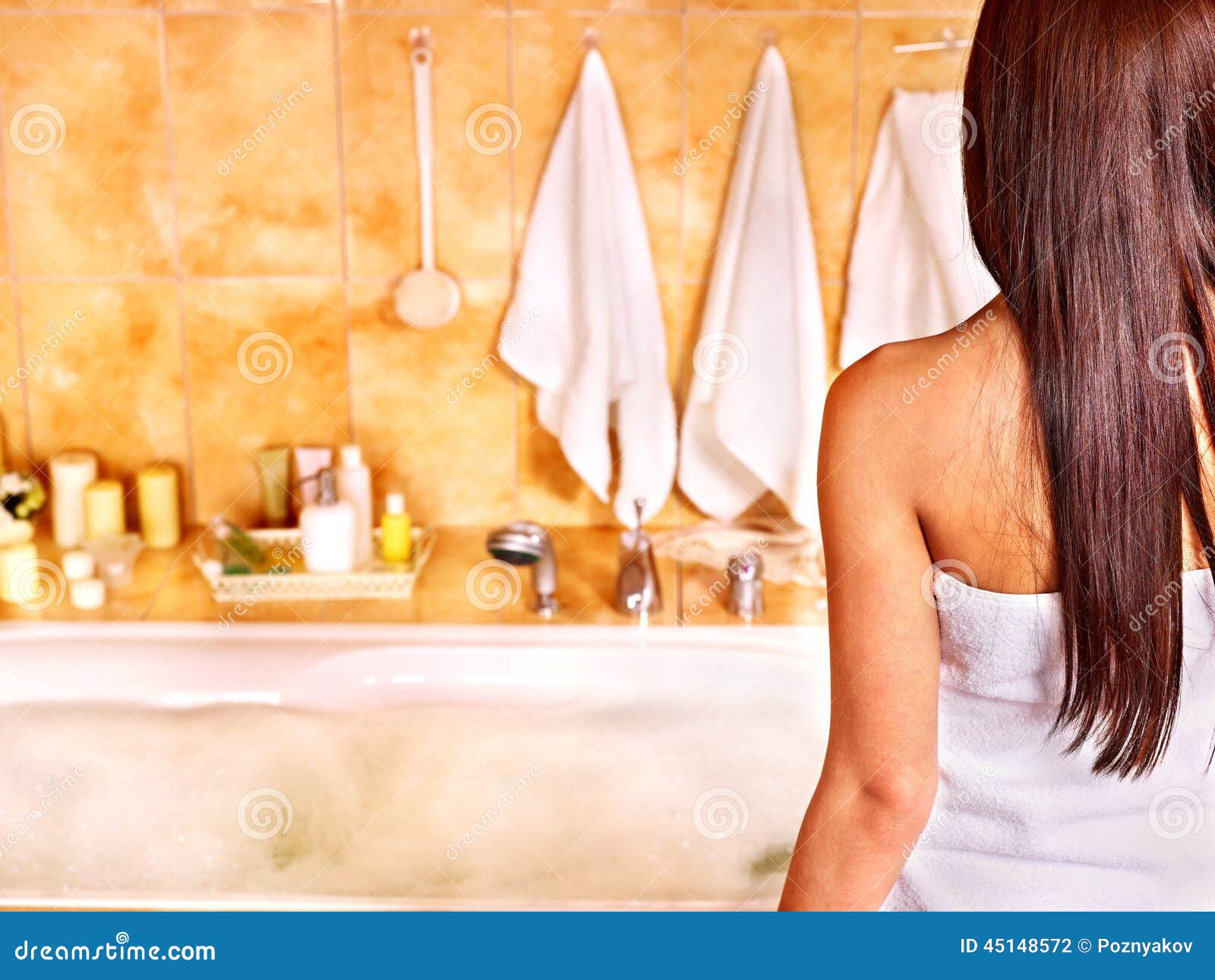 Woman take bubble bath. stock photo. Image of hamam, jacuzzi - 45148572