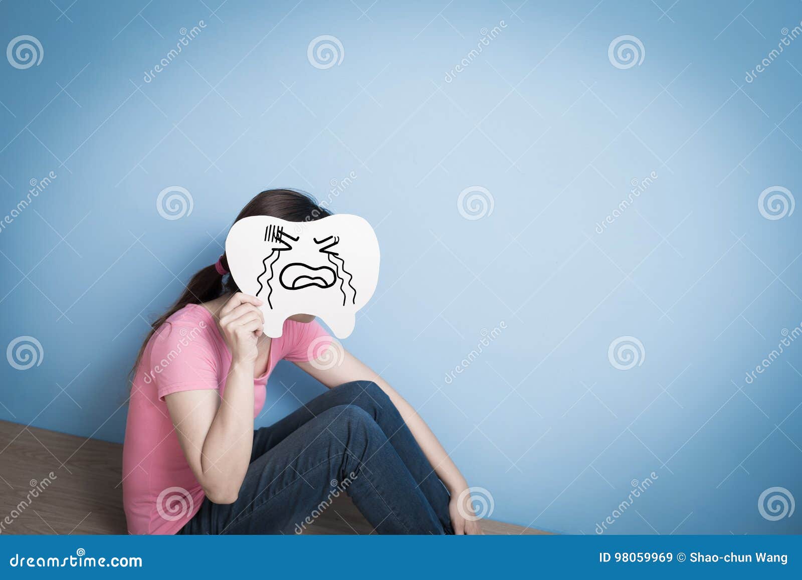 Woman take cry tooth stock image. Image of health, display - 98059969
