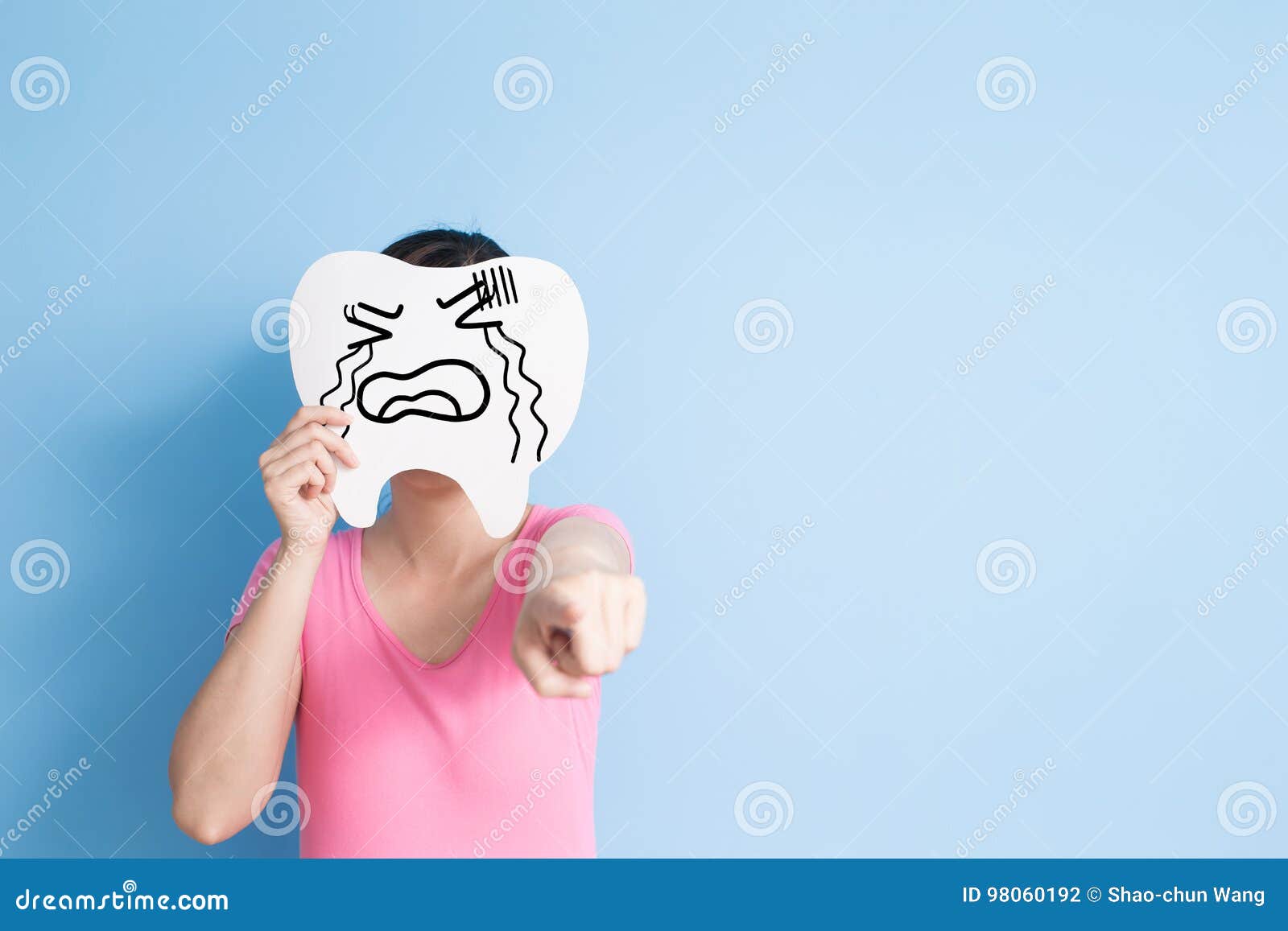Woman take cry tooth stock photo. Image of copy, isolated - 98060192