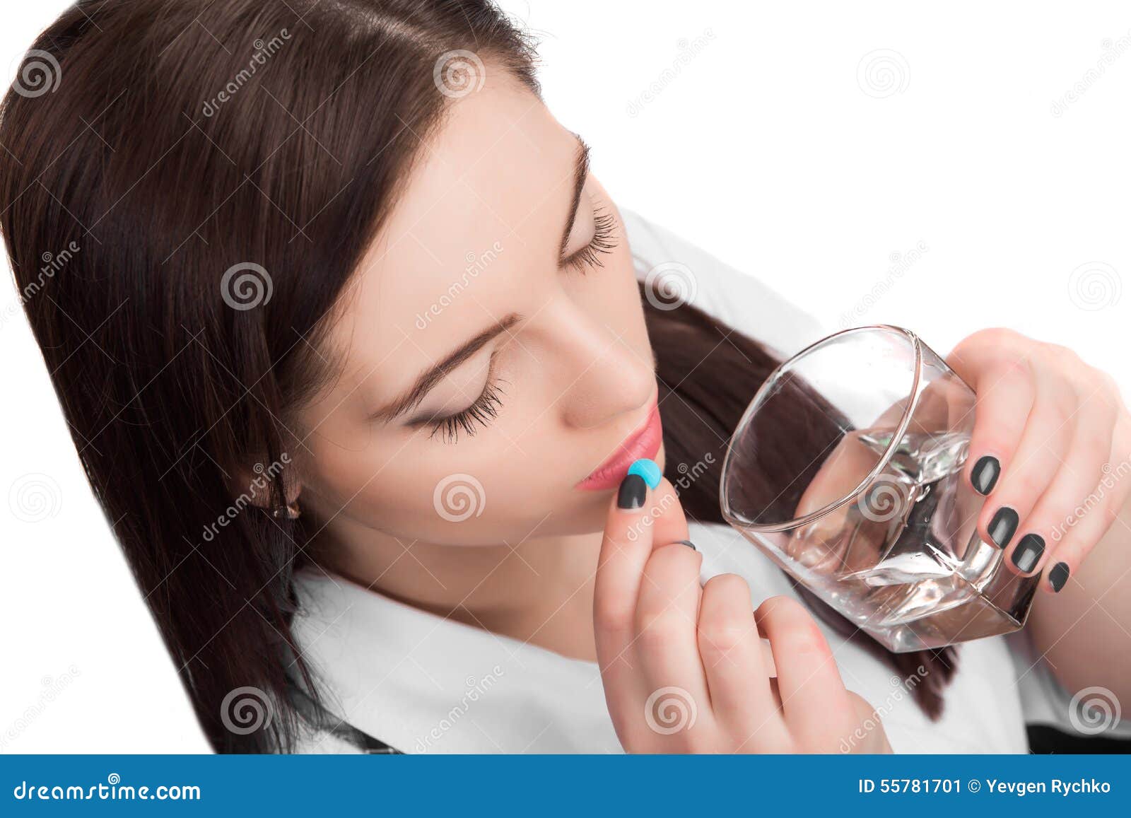 Woman Take Pill Stock Image Image Of Adult Medication 55781701