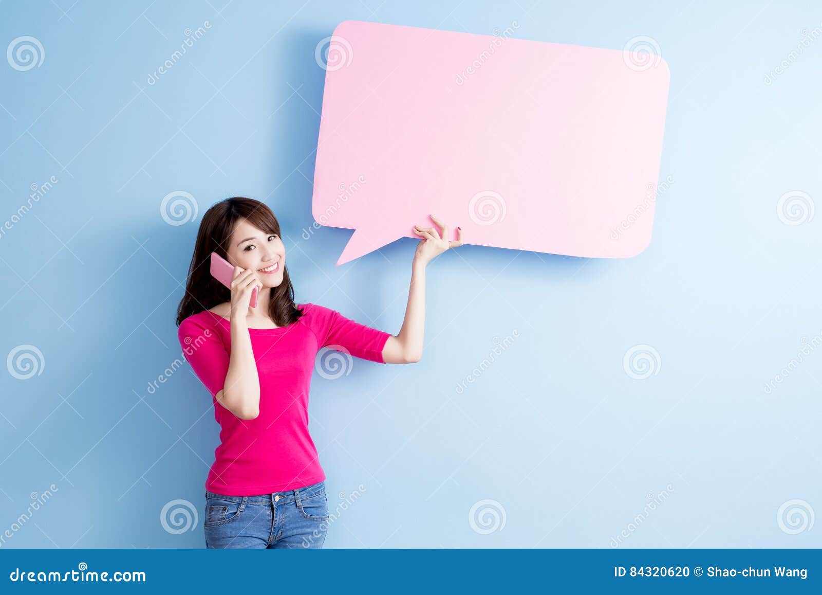 Woman Take Speech Bubble Billboard Stock Photo - Image of billboard ...