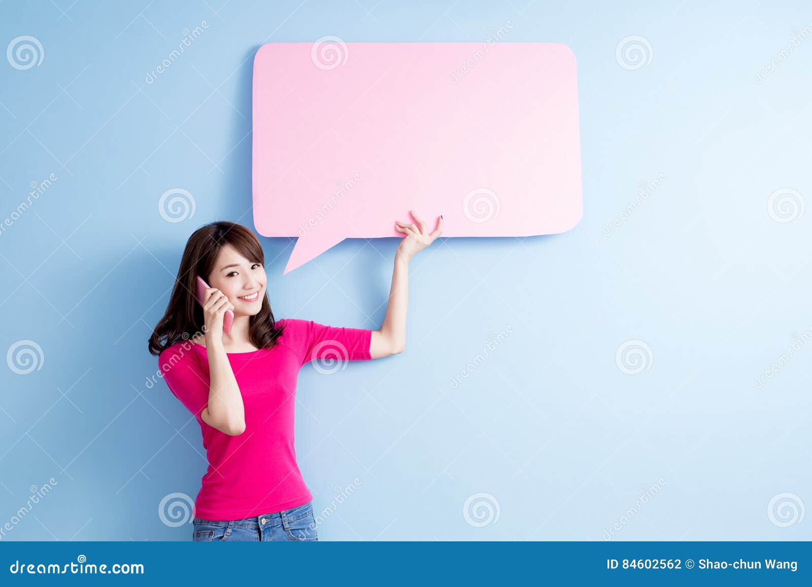 Woman Take Speech Bubble Billboard Stock Photo - Image of copyspace ...