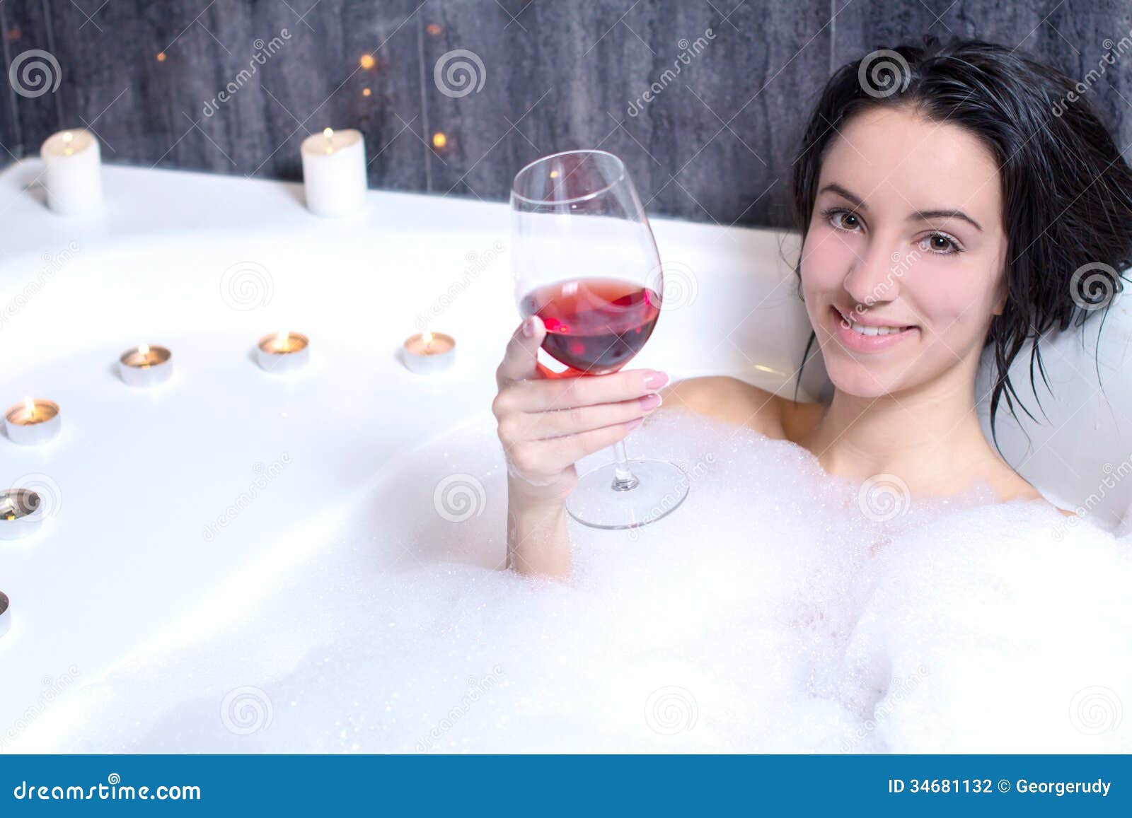 Woman Takes Bath stock photo. Image of pretty, bathing - 34681132