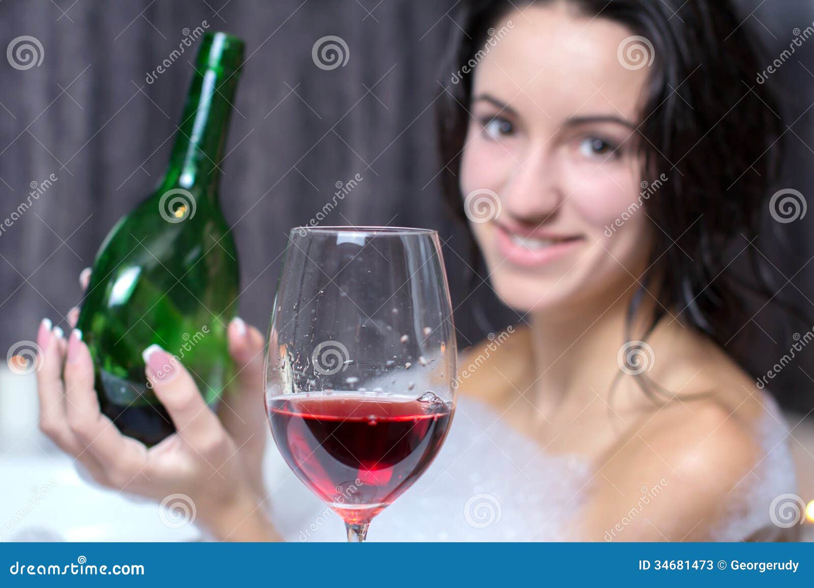 Woman Takes Bath stock image. Image of model, lady, happy - 34681473