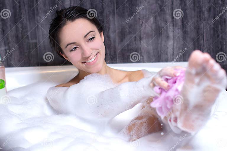 Woman Takes Bath Stock Image Image Of Bathroom Hygiene 34681783