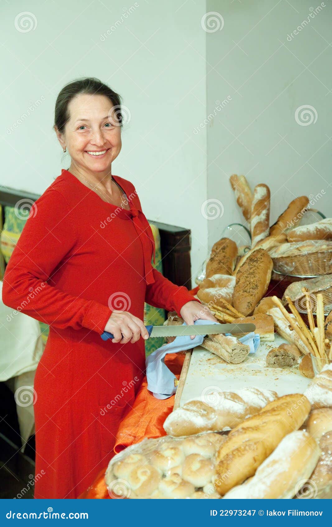 Woman takes fresh bread stock image. Image of cake, biscuit - 22973247