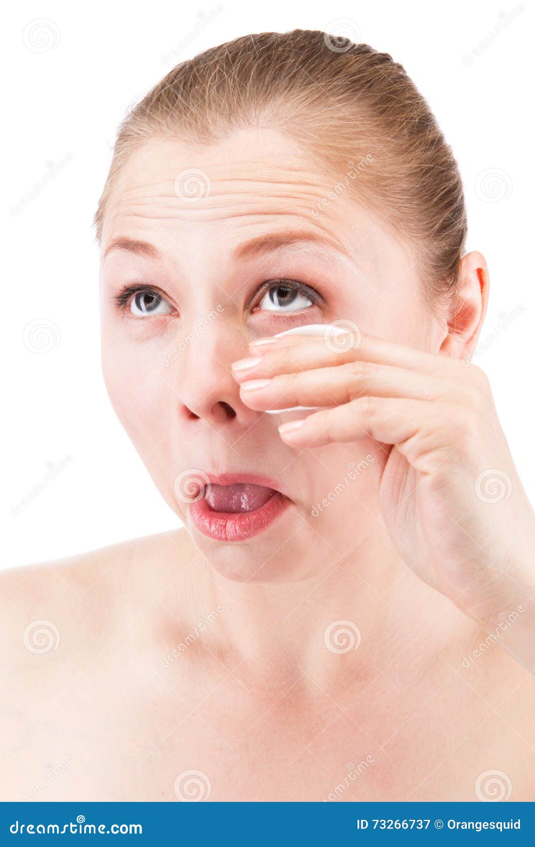 A Woman Takes Off Her Makeup. Stock Image - Image of cosmetology, girl ...