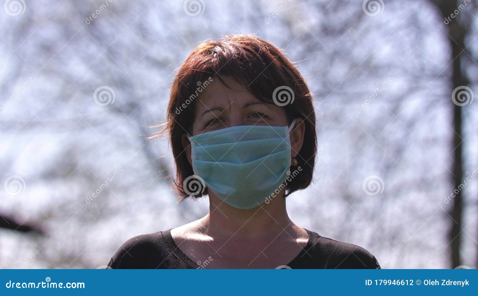 Woman Takes Off Medical Mask Outdoor Breathes Deeply And Smiling