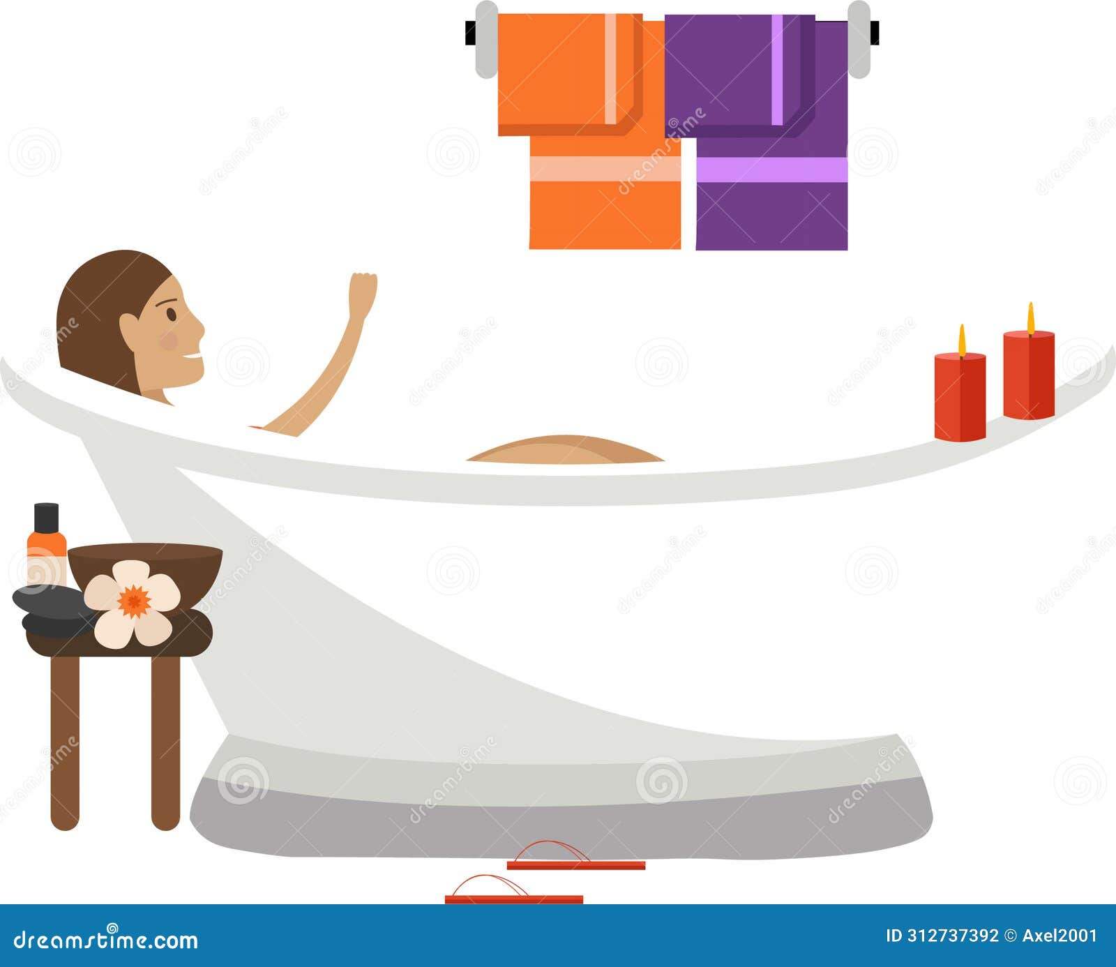 Woman Taking Bath Vector Icon Isolated on White Stock Vector ...