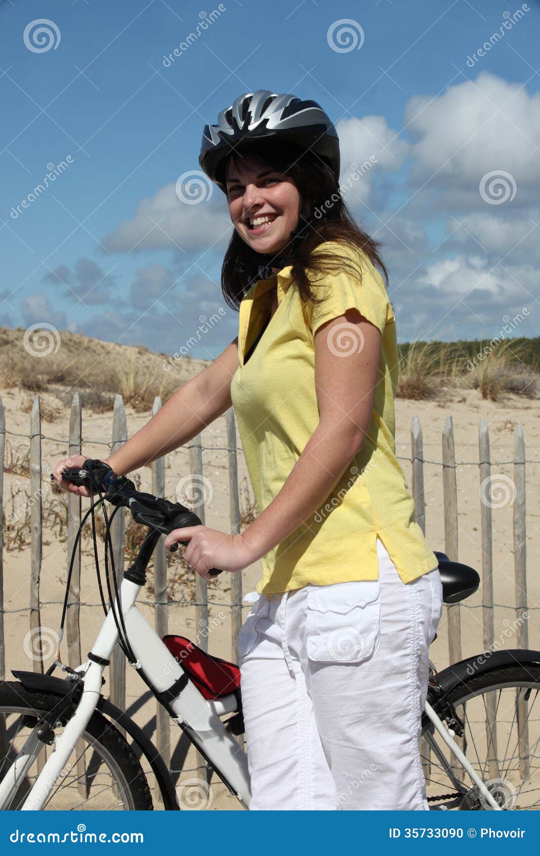 Woman taking a bike ride stock photo. Image of outdoor - 35733090