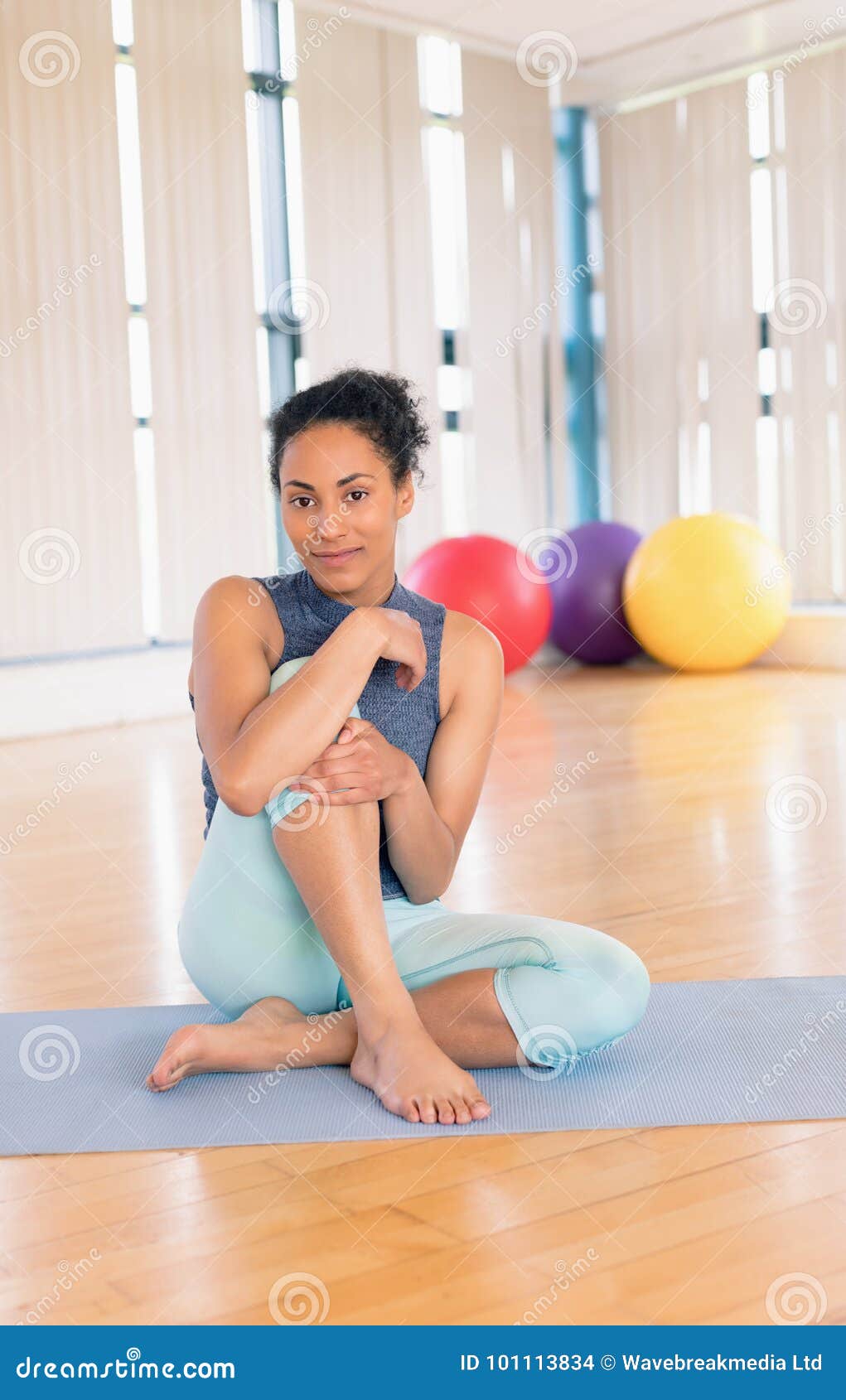 Woman Taking a Break in Gym Stock Photo - Image of beautiful, healthy ...