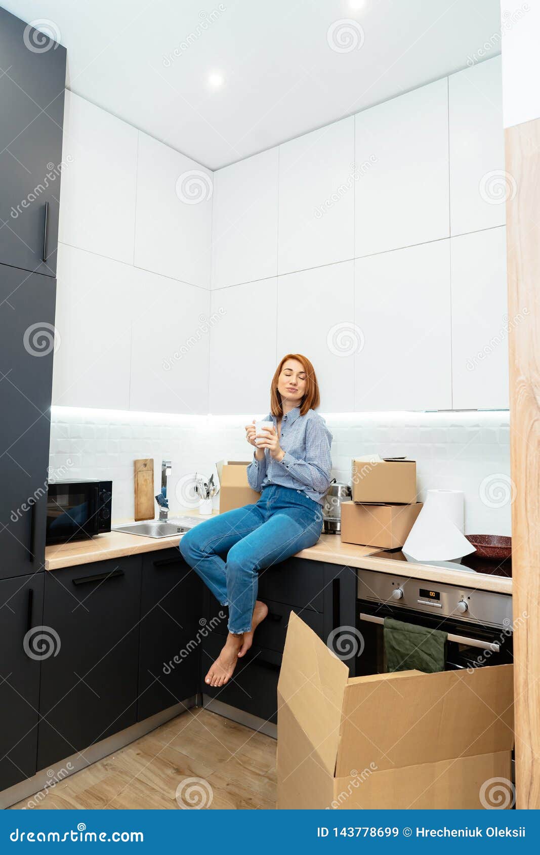 Woman Taking a Break during House Move Stock Image - Image of moving ...