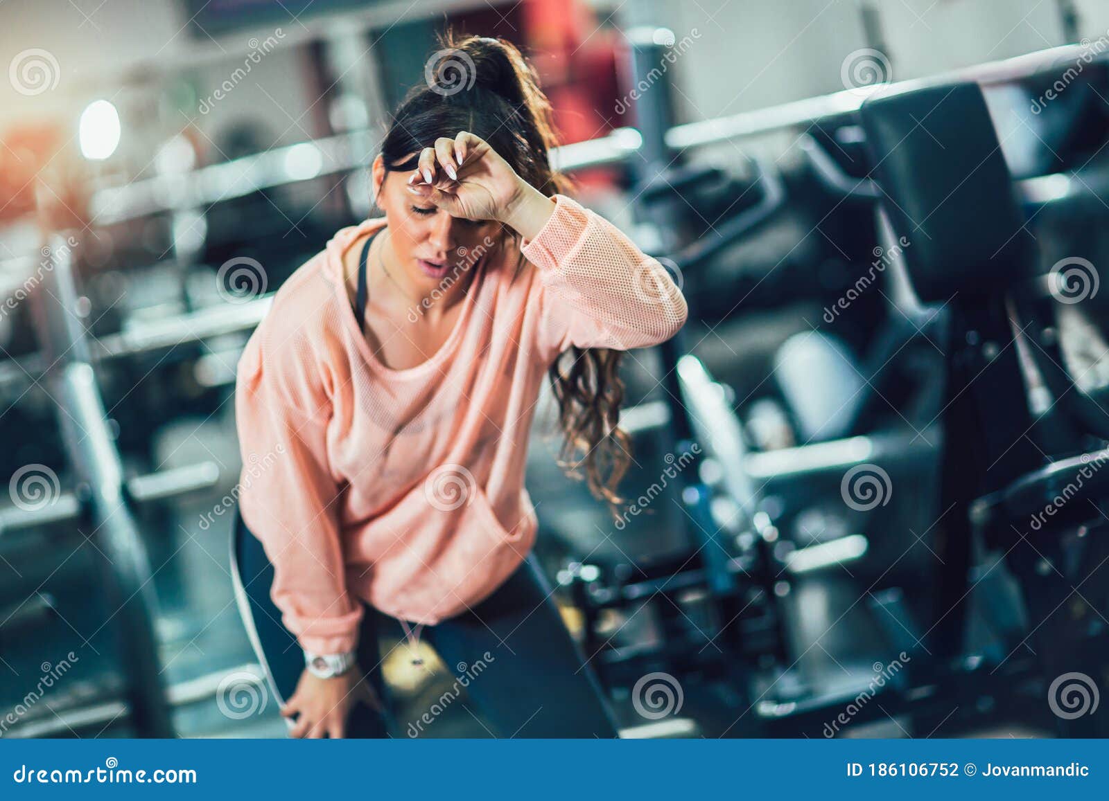 Woman Taking a Break after Workout in Gym Stock Photo - Image of ...