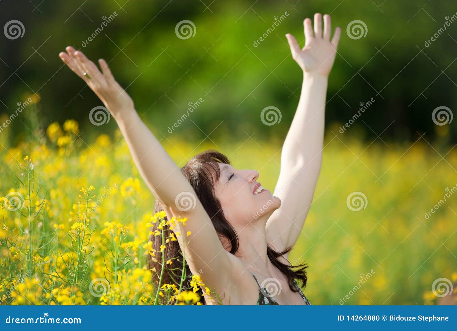 Woman taking a breath stock photo. Image of horizontal - 14264880