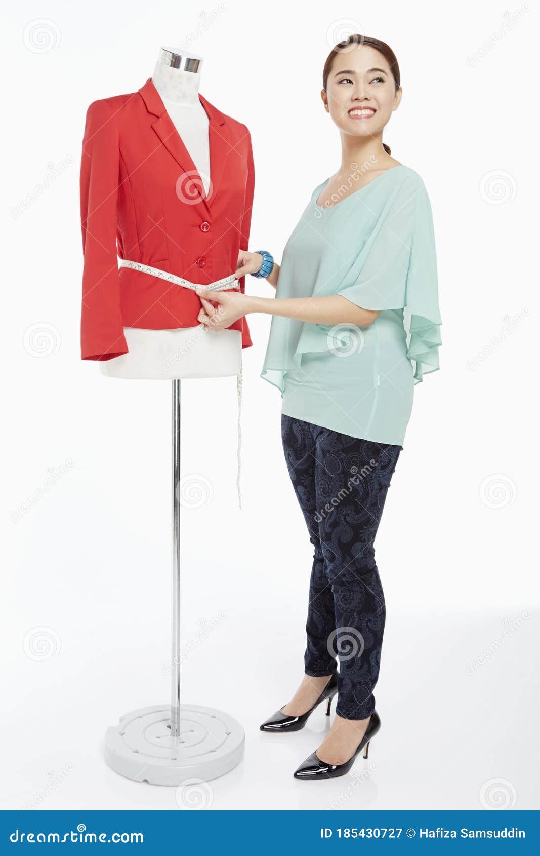 Woman taking measurements stock image. Image of professional - 185430727