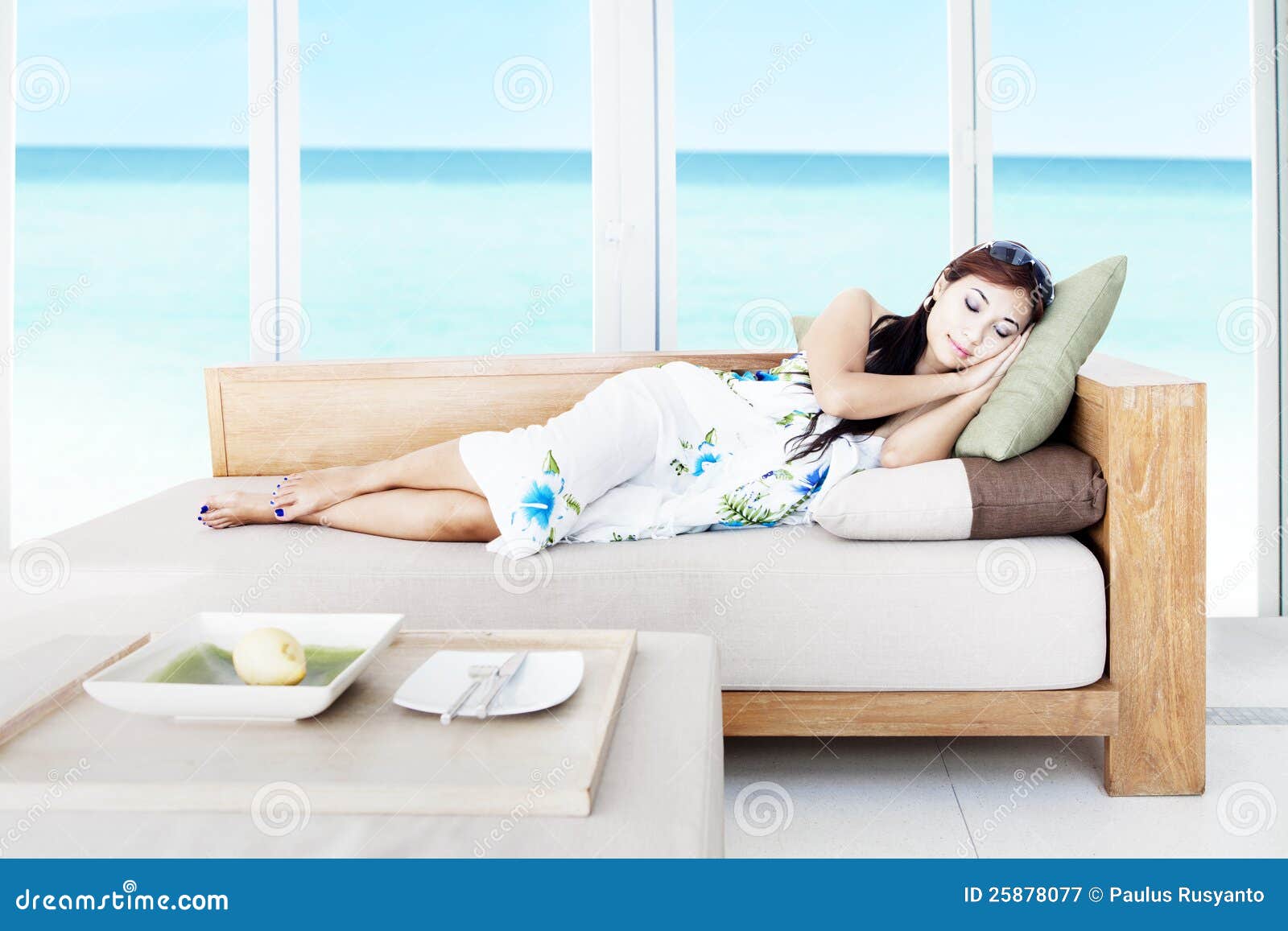 Woman Taking a Nap in Living Room Stock Image - Image of paradise ...