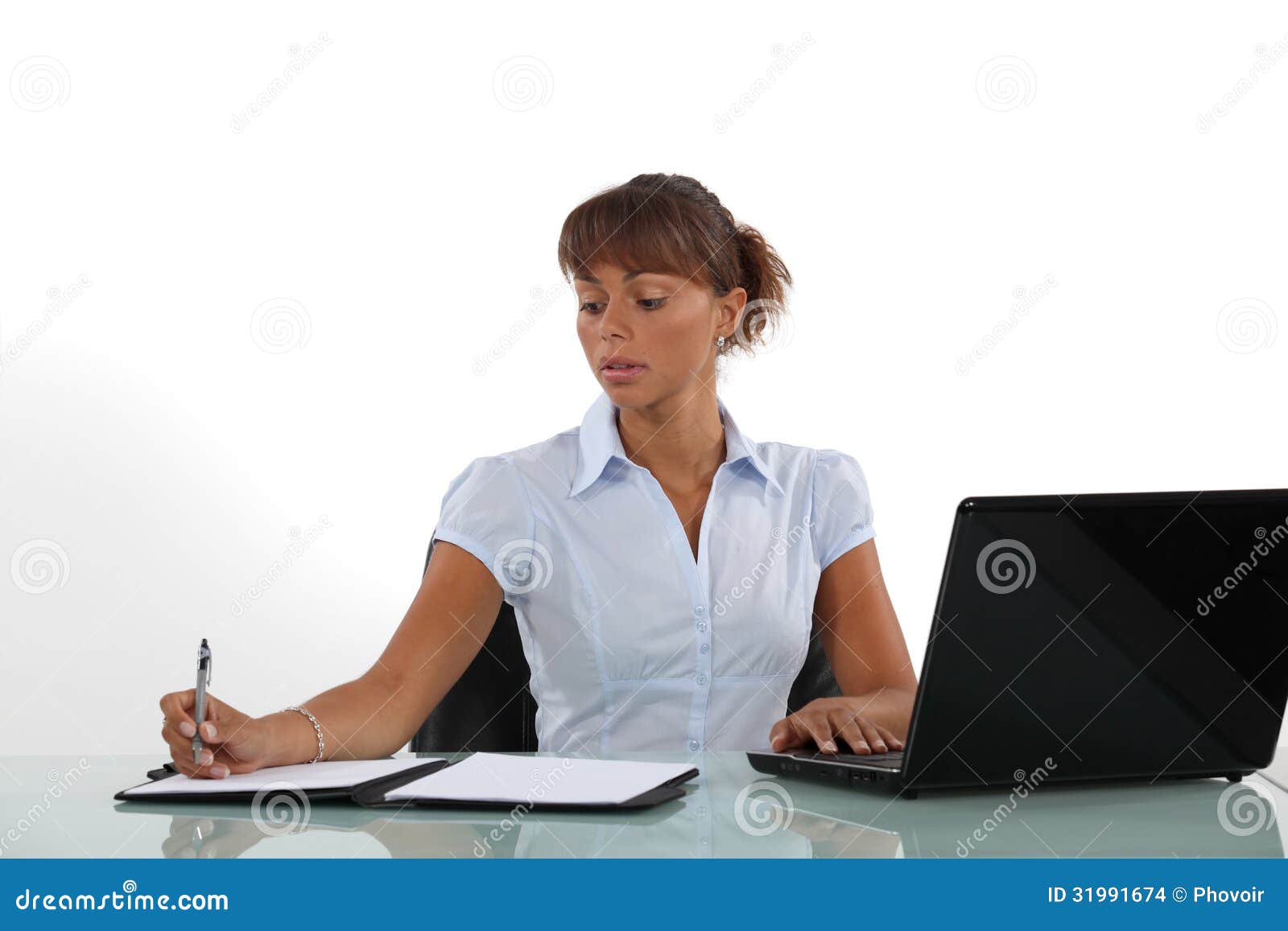 Woman taking notes stock photo. Image of clerical, mixedrace - 31991674