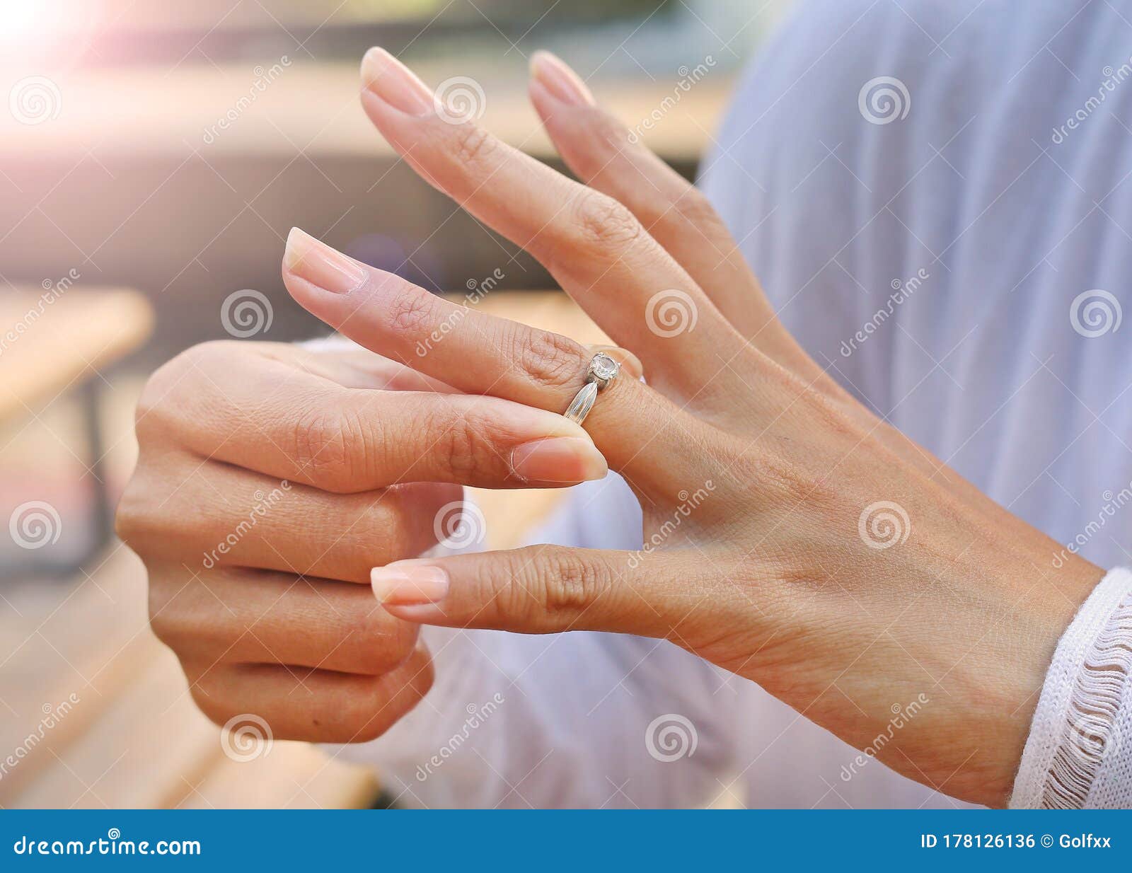 Woman is Taking Off the Wedding Ring Stock Photo - Image of break ...