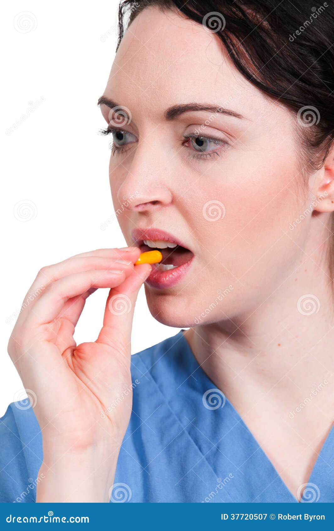 Woman Taking Pill stock image. Image of painkiller, contraceptive ...