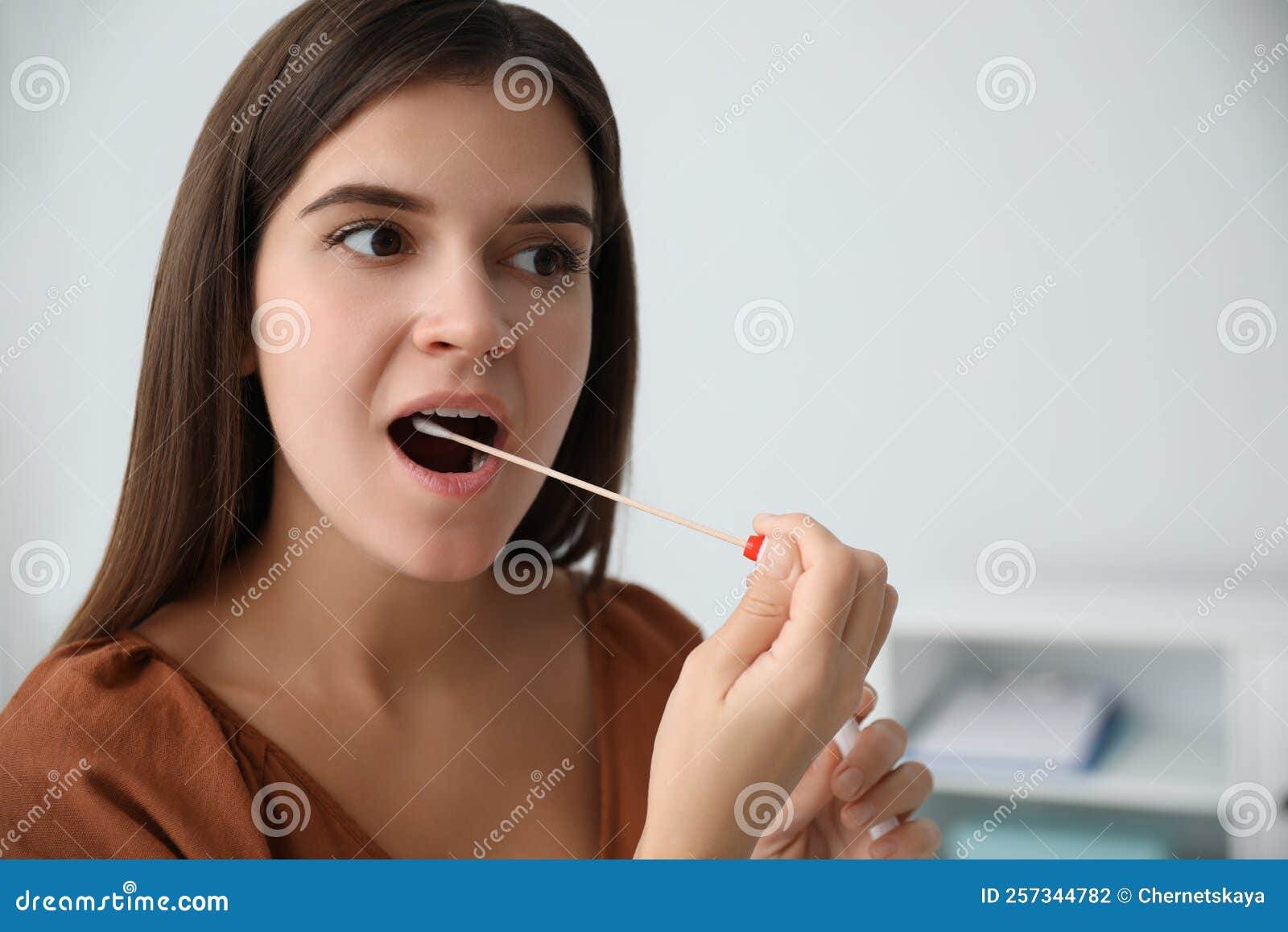 Woman Taking Sample for DNA Test Indoors Stock Photo - Image of cotton ...