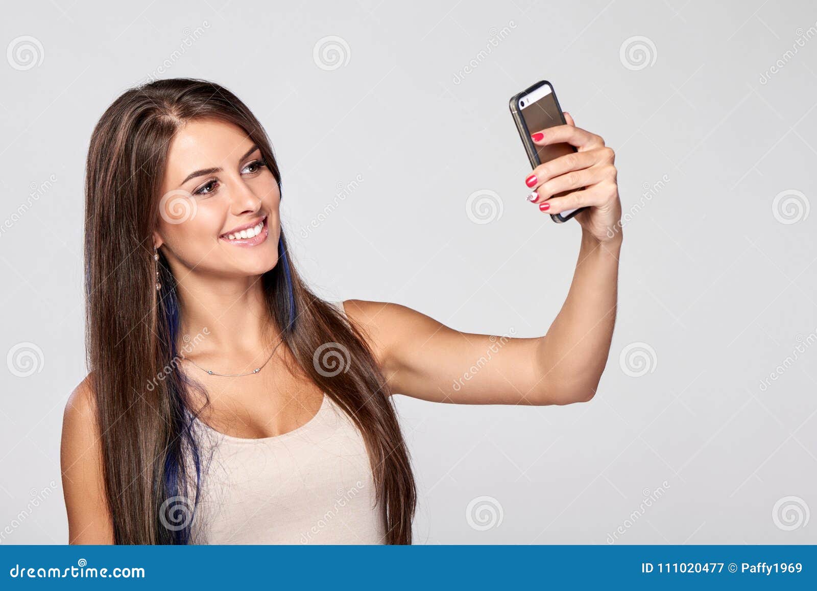 Woman Taking Self Portrait Stock Image Image Of Phone 111020477