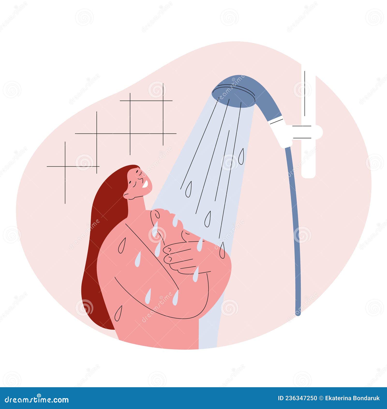 Woman Taking a Shower.Vector Illustration in Flat Style. Stock Vector ...