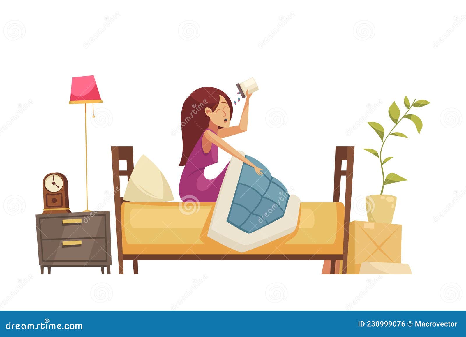 Sleeping Flat Illustration stock vector. Illustration of sleep - 230999076