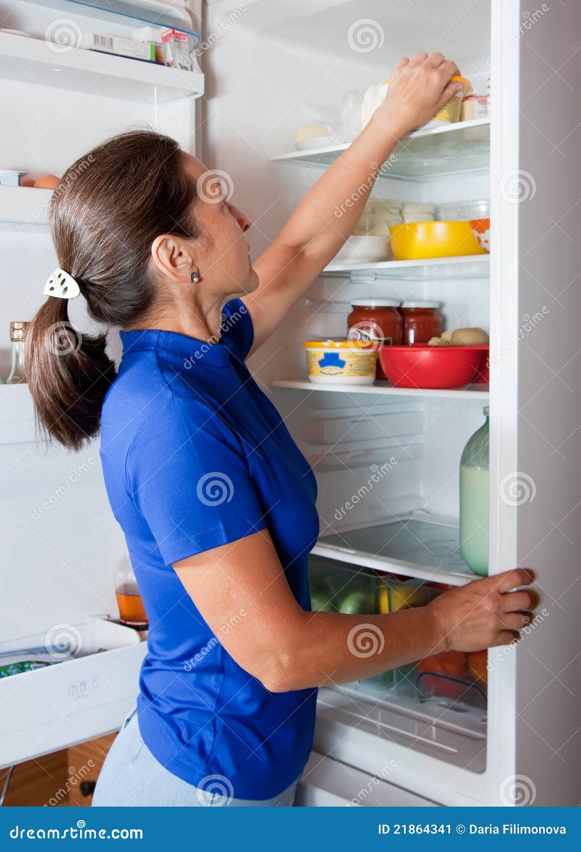 Woman Taking Something of the Fridge Stock Image - Image of fridge ...