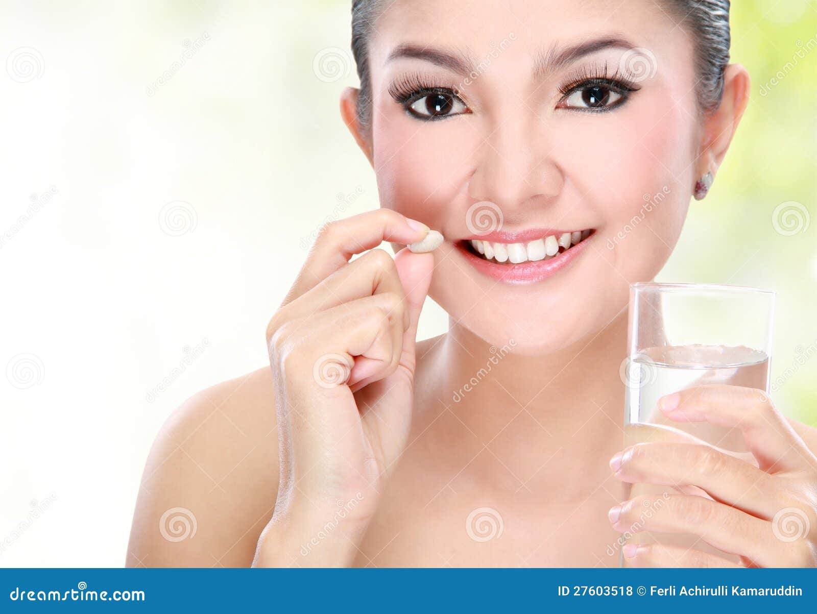 Woman Taking Vitamin Tablet Stock Photo - Image of green, healthcare ... Woman Taking Vitamin Tablet Stock Photo - Image of green, healthcare ...