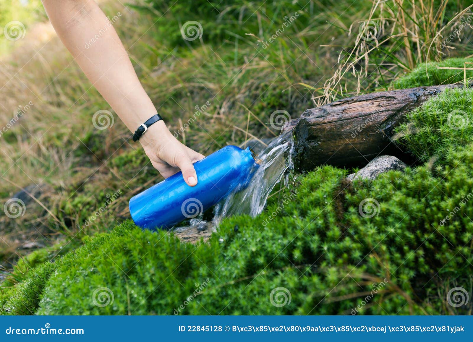 Woman Taking Water from Spring Stock Photo - Image of spring, stream ...
