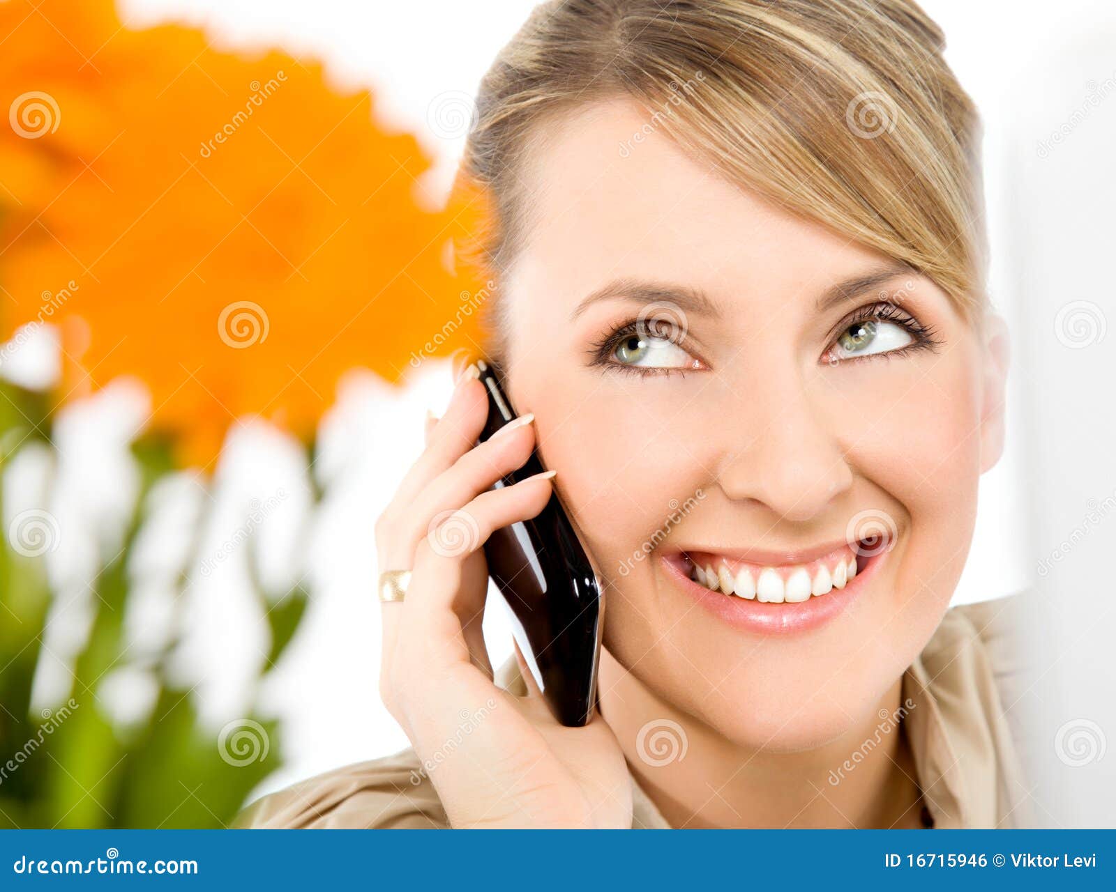 Woman Talking on Cell Phone Stock Photo - Image of cheerful, woman ...