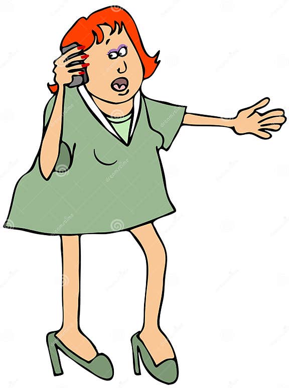 Woman Talking On Cell Phone Stock Illustration Illustration Of Short